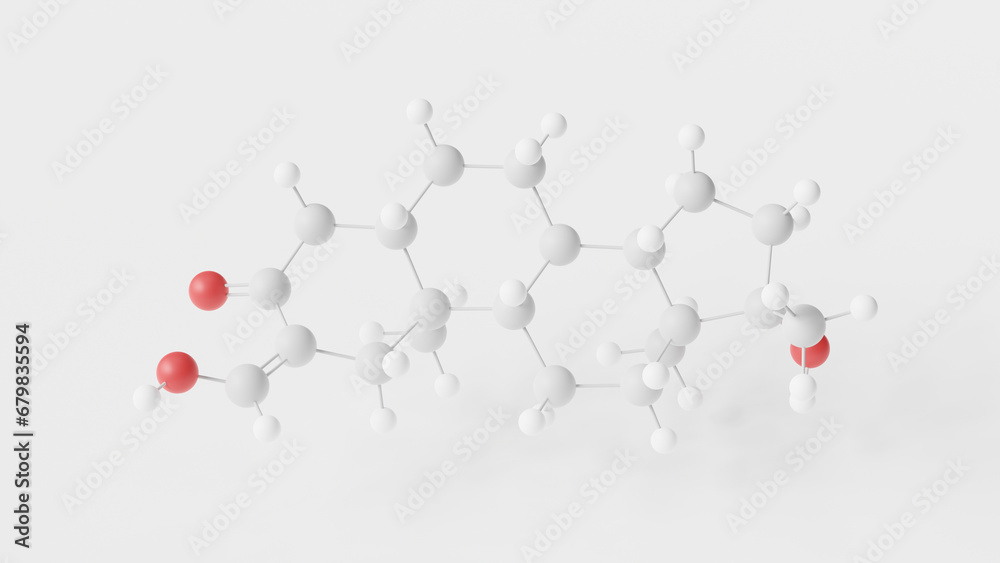 oxymetholone molecule 3d, molecular structure, ball and stick model ...