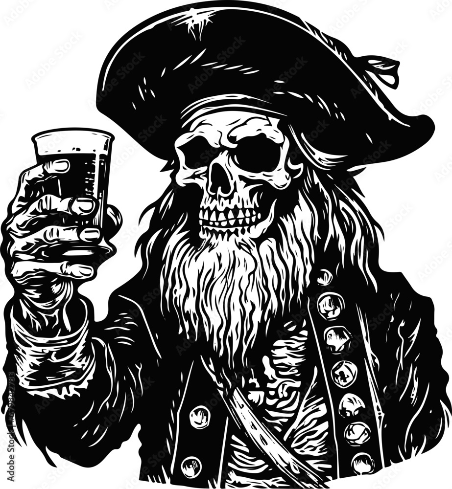 dead pirate drinking Stock Vector | Adobe Stock