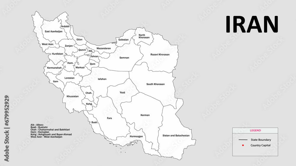 Stock-Illustration „Iran Map. Iran Political Map with capital Tehran ...