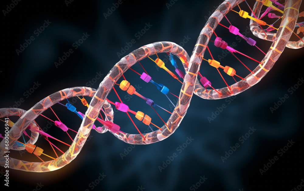Expanded the genetic molecular structure of DNA. Digital illustration ...