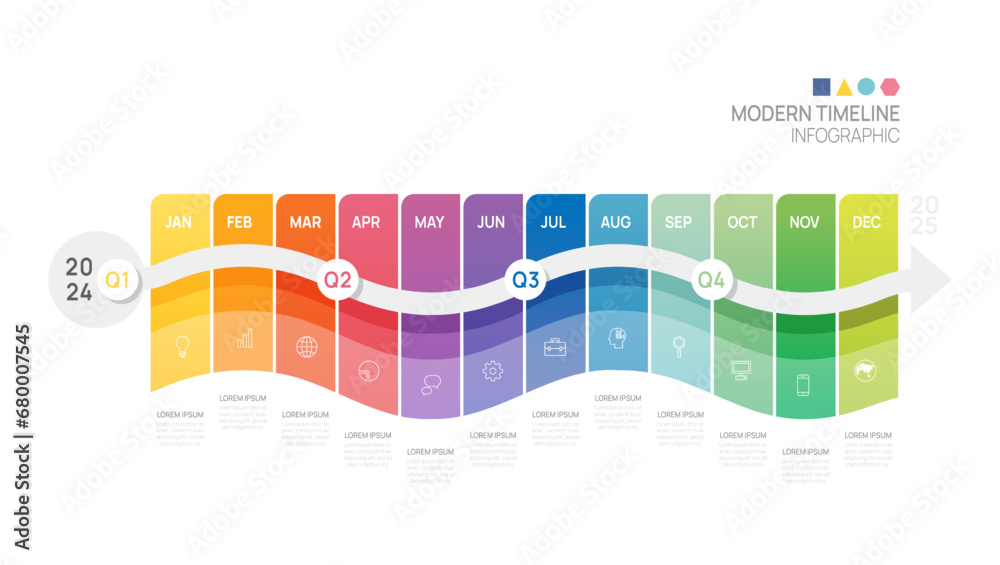 Business step timeline infographic arrow template. Modern milestone ...