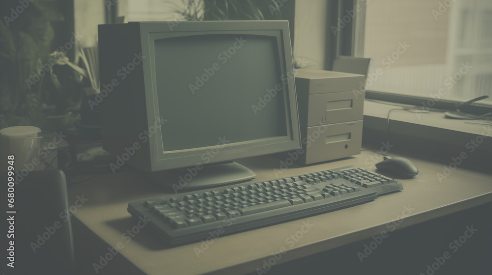 Foto stock di Vintage old computer from 1990's, old workstation | Adobe ...