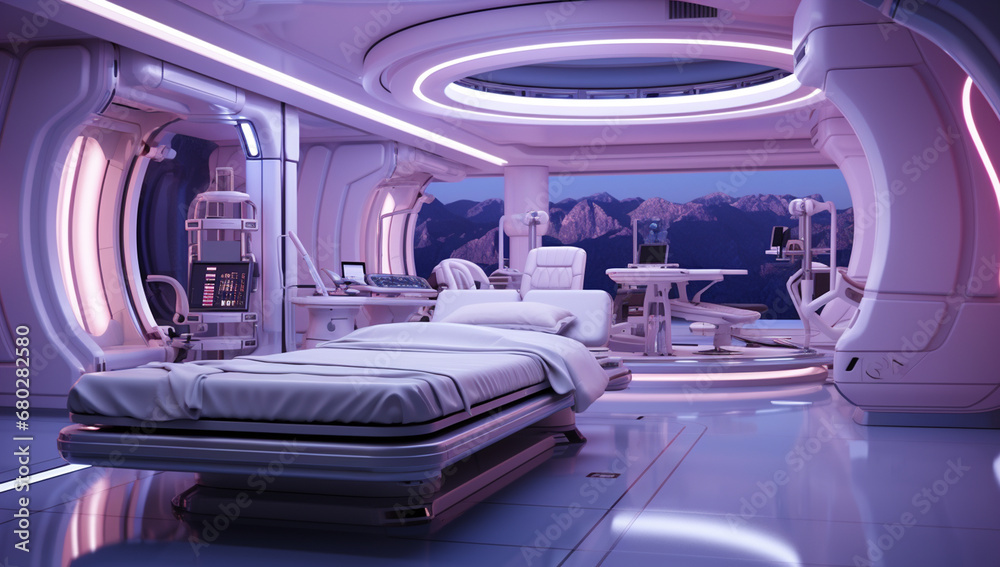 Medical technology with robotic assisted surgery in operating room with ...
