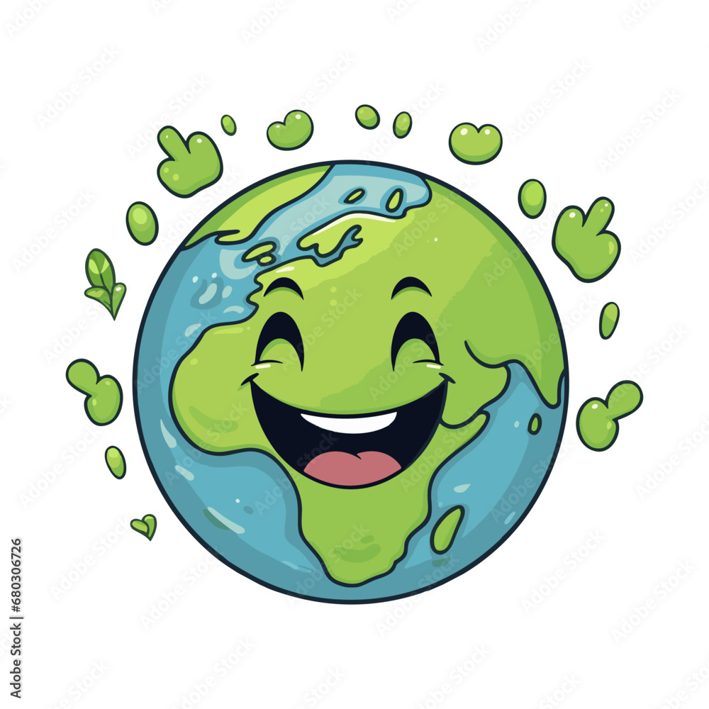 Cute funny Earth cartoon. Planet Earth cartoon illustration. World ...