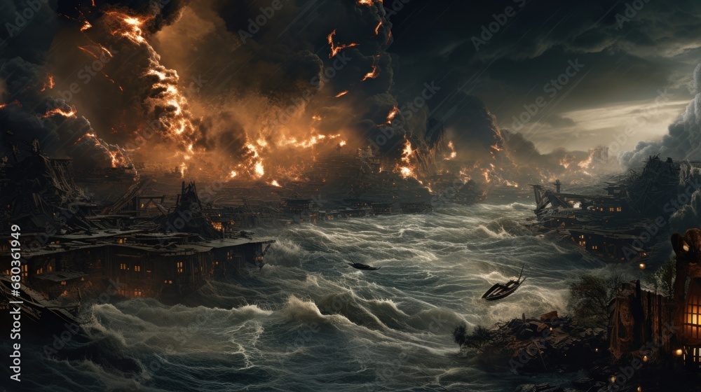 world disaster background wallpaper ai generated Stock Illustration ...