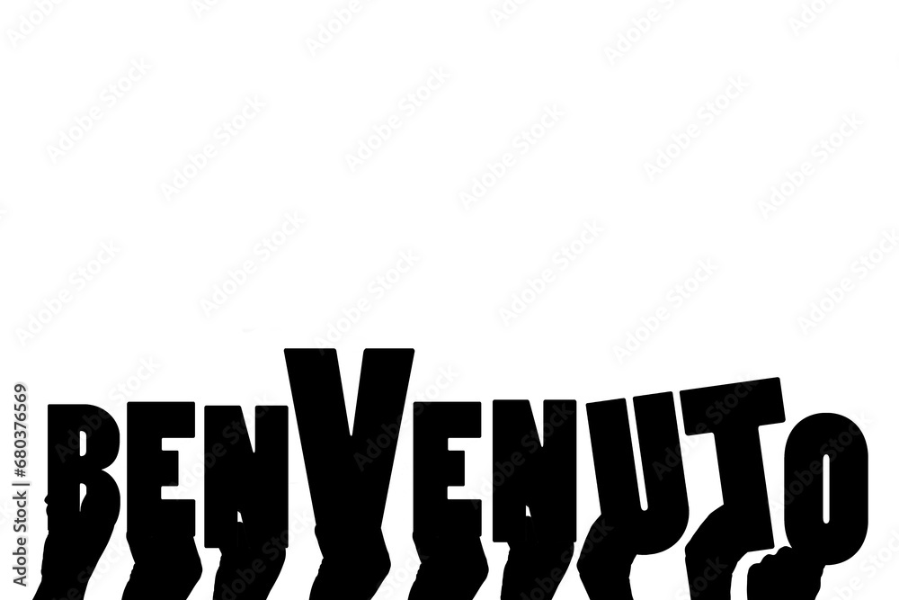 Digital png illustration of hands with benvenuto text on transparent ...