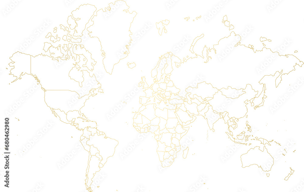 Gold world map, golden world map line art Stock Illustration | Adobe Stock