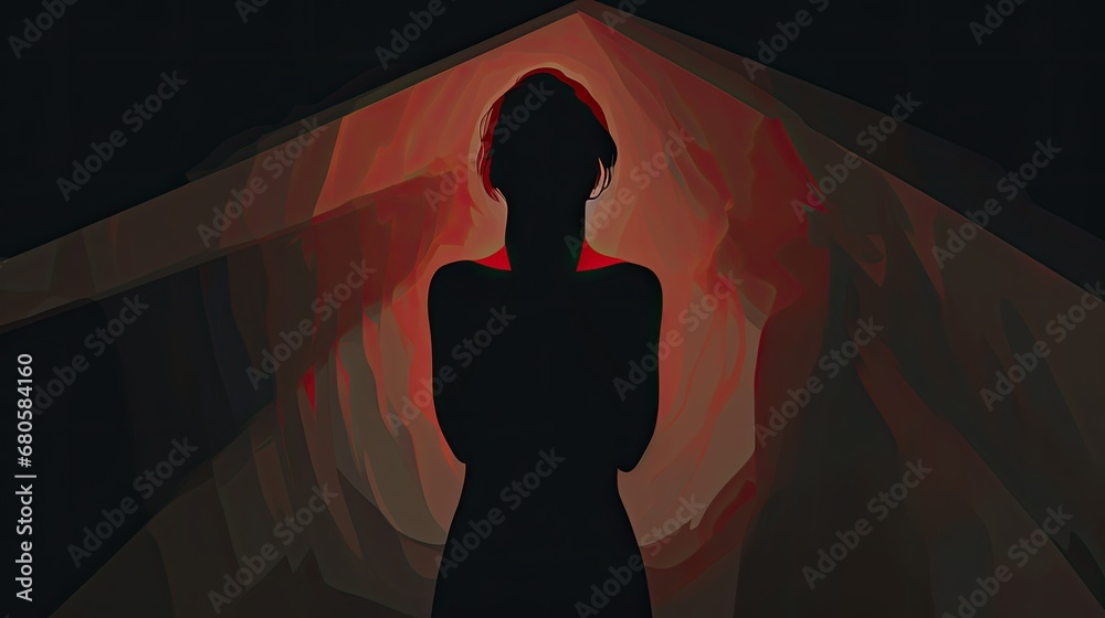 A symbolic representation of shame, featuring a figure standing in a ...