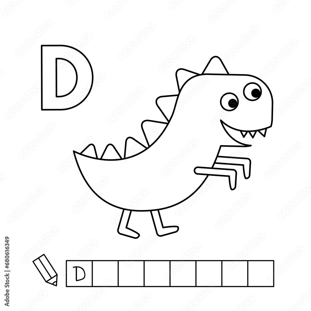 Cartoon dinosaur coloring pages. Learning game for small children ...