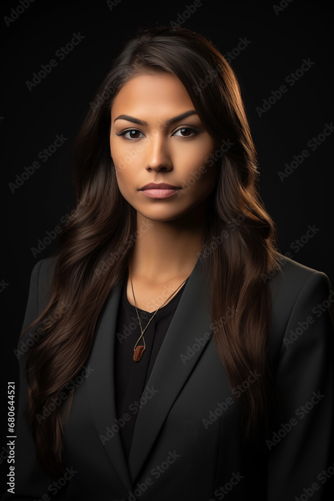 Professional Headshot of Native American Woman in Black Business Suit ...