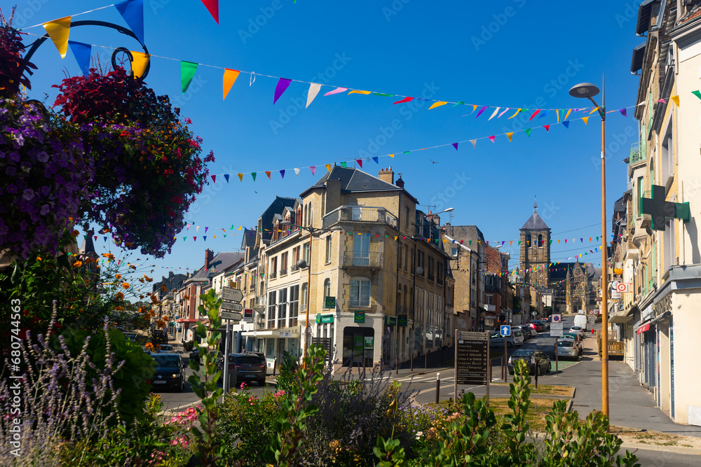 RETHEL, FRANCE - AUGUST 10, 2022: Summer landscape of city streets with ...