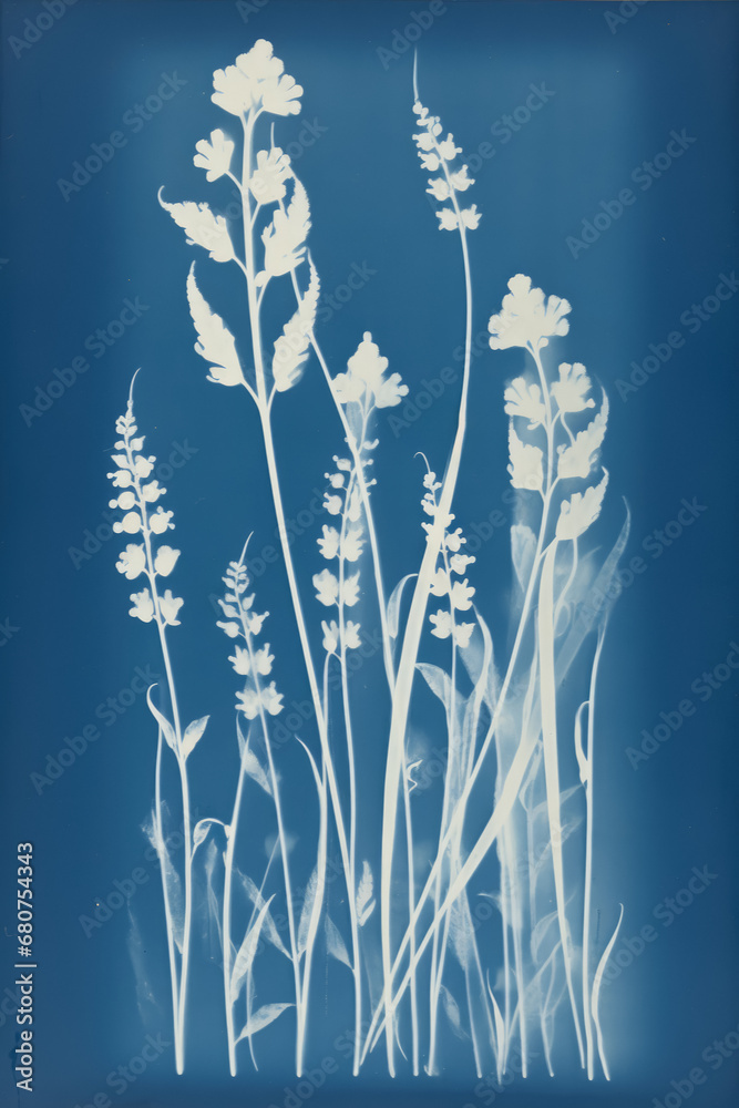 Vintage Botanical Cyanotype Clipart Collection: Unique Floral Prints ...