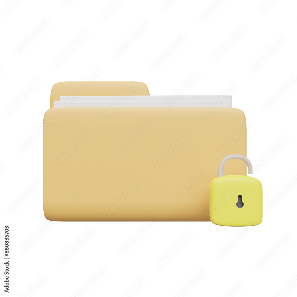 Unlock folder icon. 3D render Stock Illustration | Adobe Stock