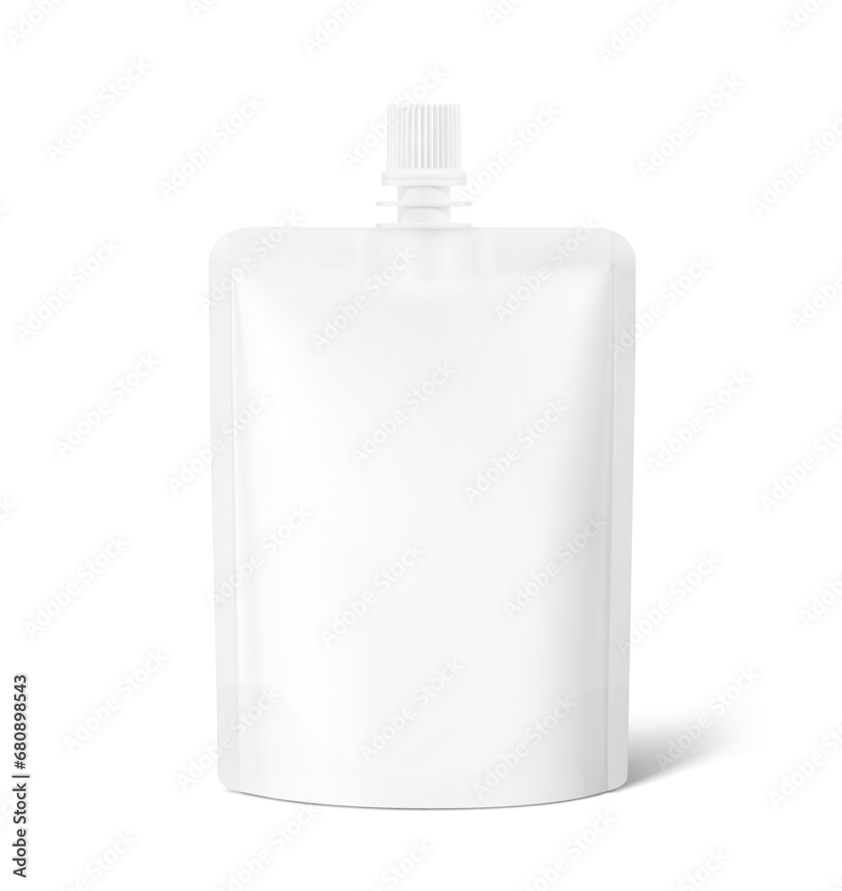 Spout pouch packaging mockup. Vector illustration isolated on white ...