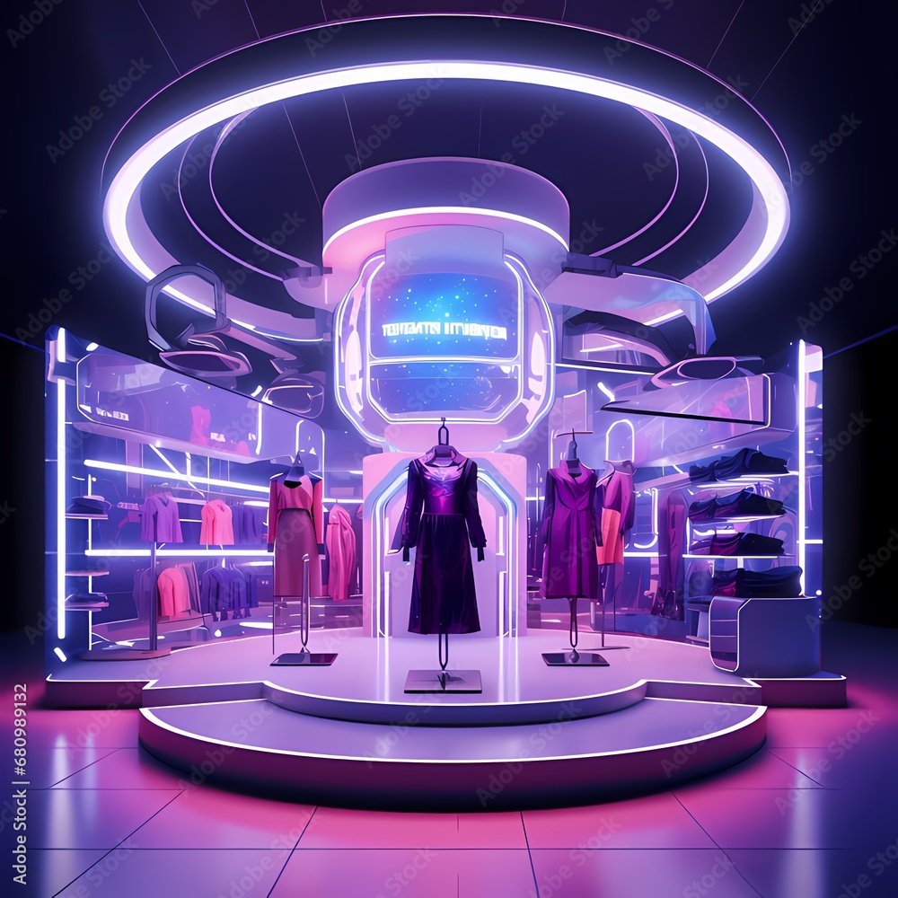 Fashion technology pop-up store Inside the Metaverse Royal blue, pink ...