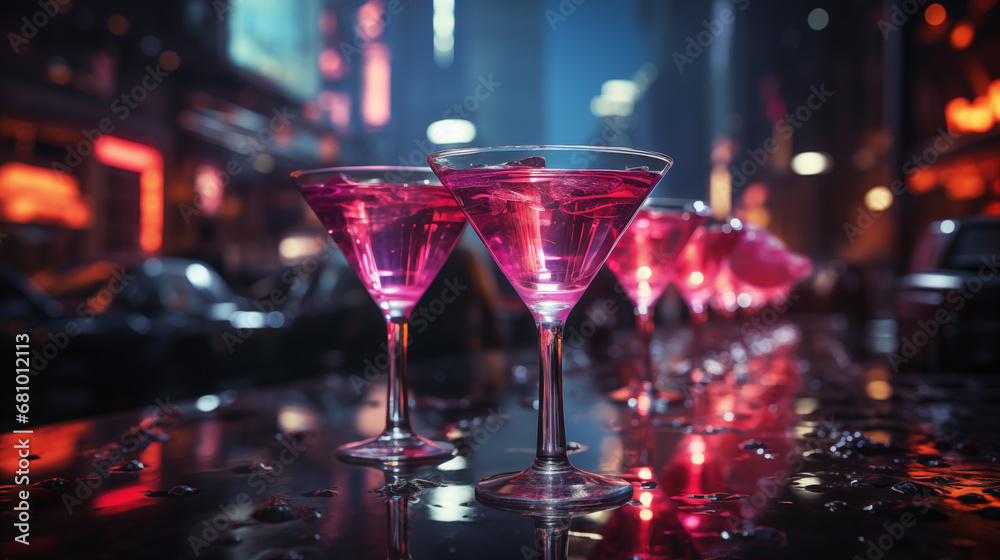 pink cocktails on the bar counter Stock Illustration | Adobe Stock