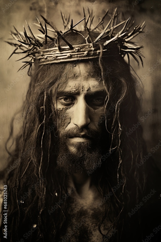 Jesus Christ wearing Crown of thorns. Crucifixion of our lord. Ai ...