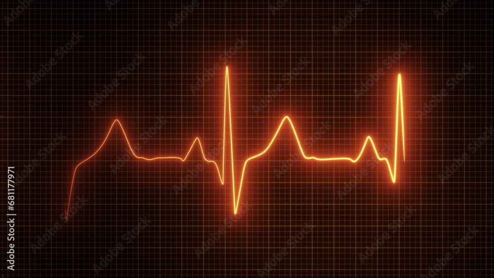 Dynamic heart rate or heart beat line. Cardiogram signal. Red colors ...