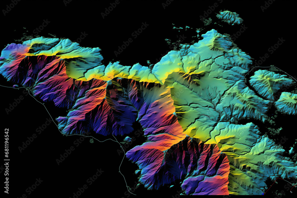 GIS lidar map 3D, Model land surface product made after processing ...