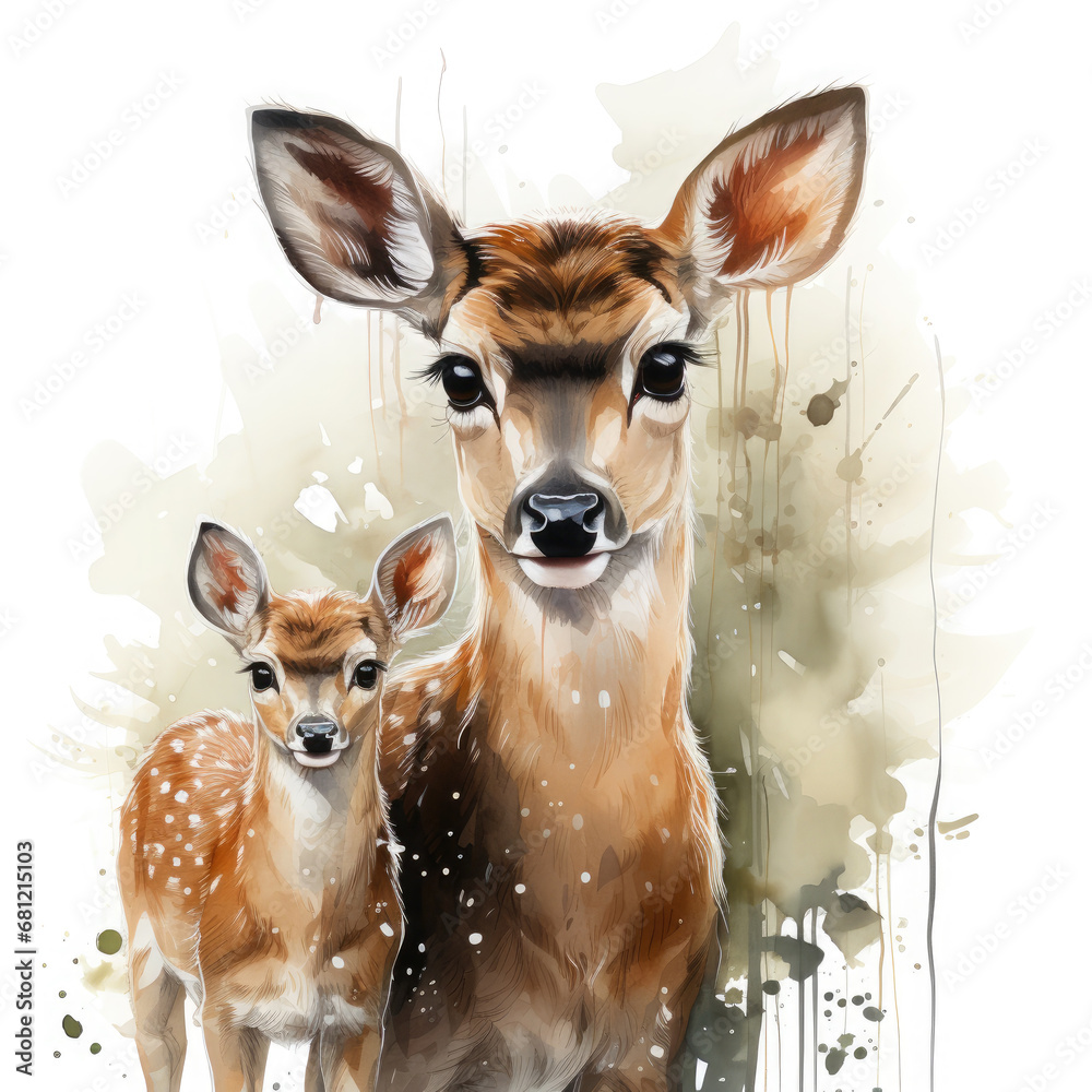 Watercolor Mom and Baby Animals Clipart illustration Generative Ai ...