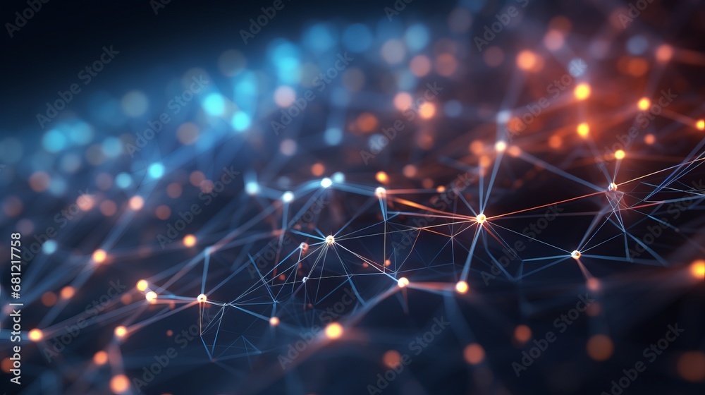 Grid surface. Abstract science or technology background of quantum computing system with a cyber ...