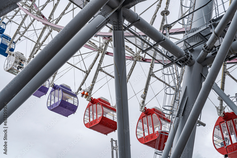 Giant Ferris wheel constructed in Osaka, Japan. Monumental view of this ...