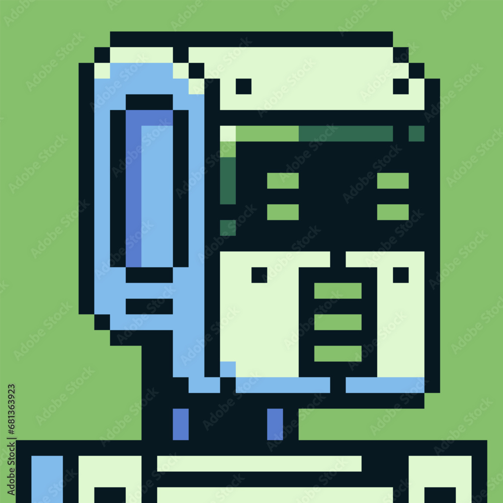 Robot head pixel art cartoon character avatar profile picture ...