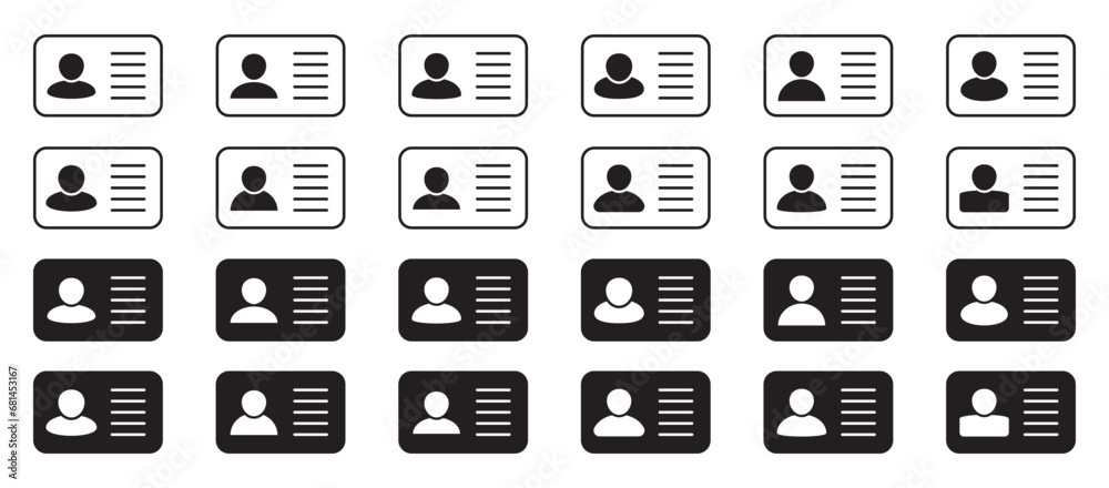 ID Card icon. Employee clerk card, driver license, Identification card ...