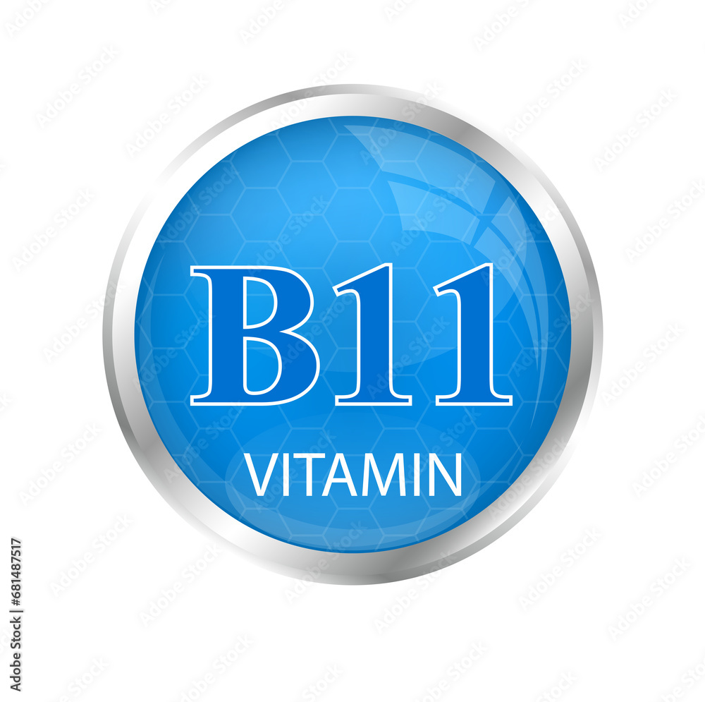 Vitamin B11 icon structure blue substance. Personal care, beauty ...