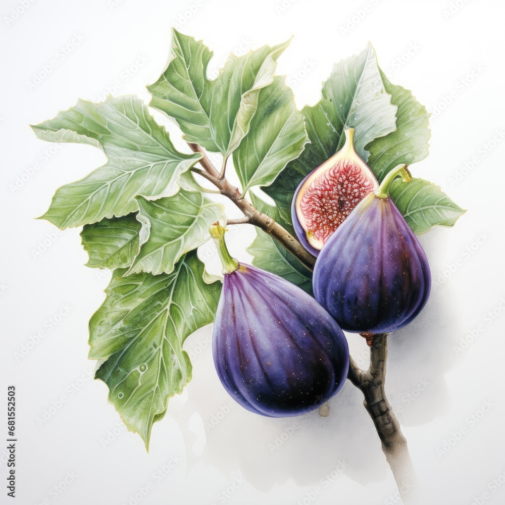 figs detailed watercolor painting fruit vegetable clipart botanical ...