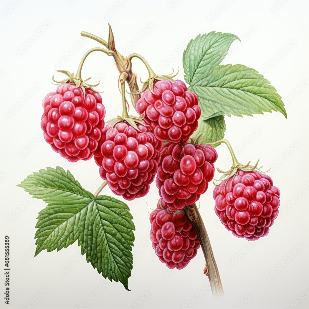 raspberries detailed watercolor painting fruit vegetable clipart ...