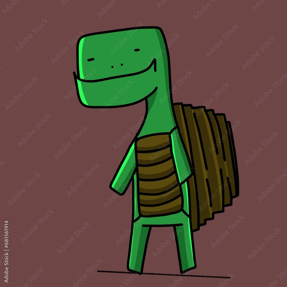 Blind Turtle 2D cartoon Stock Illustration | Adobe Stock