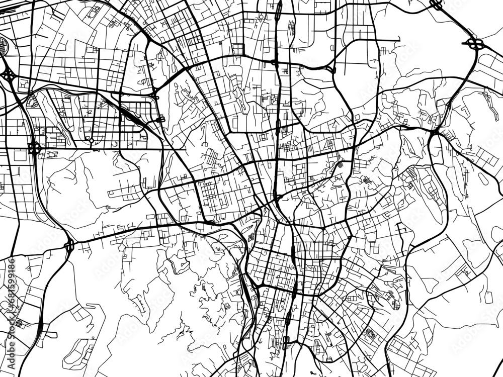 Vector road map of the city of Urumqi in the People's Republic of China ...