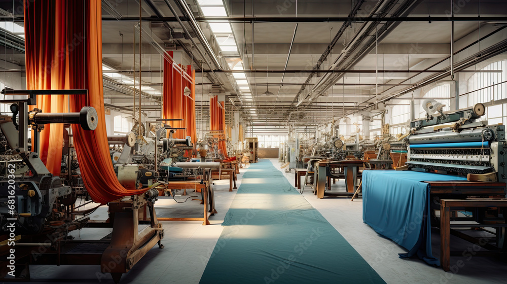 Textile manufacturing. Interior of a factory Stock Photo | Adobe Stock