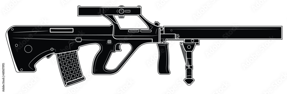 Vector illustration of the austrian bullpup automatic rifle with ...