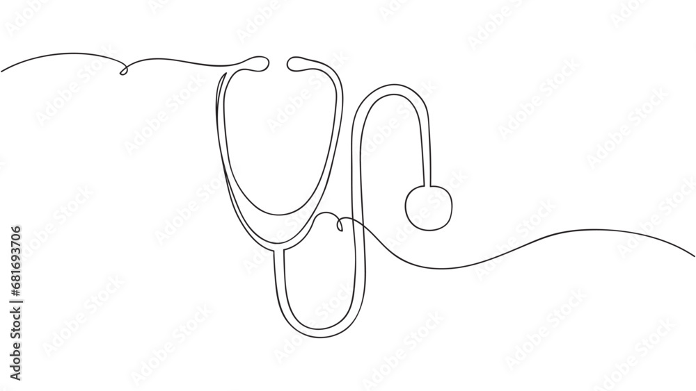 Continuous line drawing of stethoscope.Vector illustration Stock Vector ...