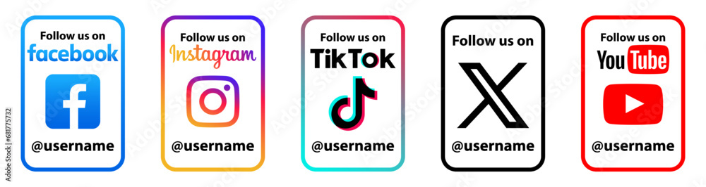 Image vectorielle Stock Social Media Icons,Facebook,Instagram,Twitter X ...