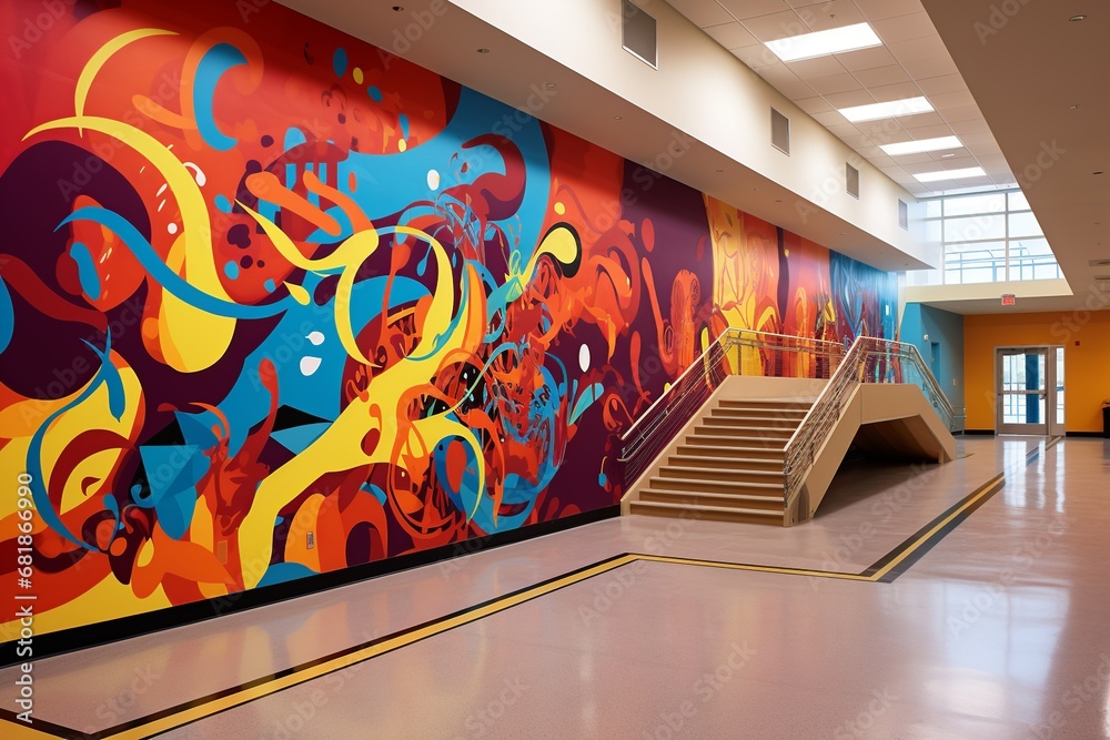 Campus Identity Mural: A captivating graffiti mural portraying a ...