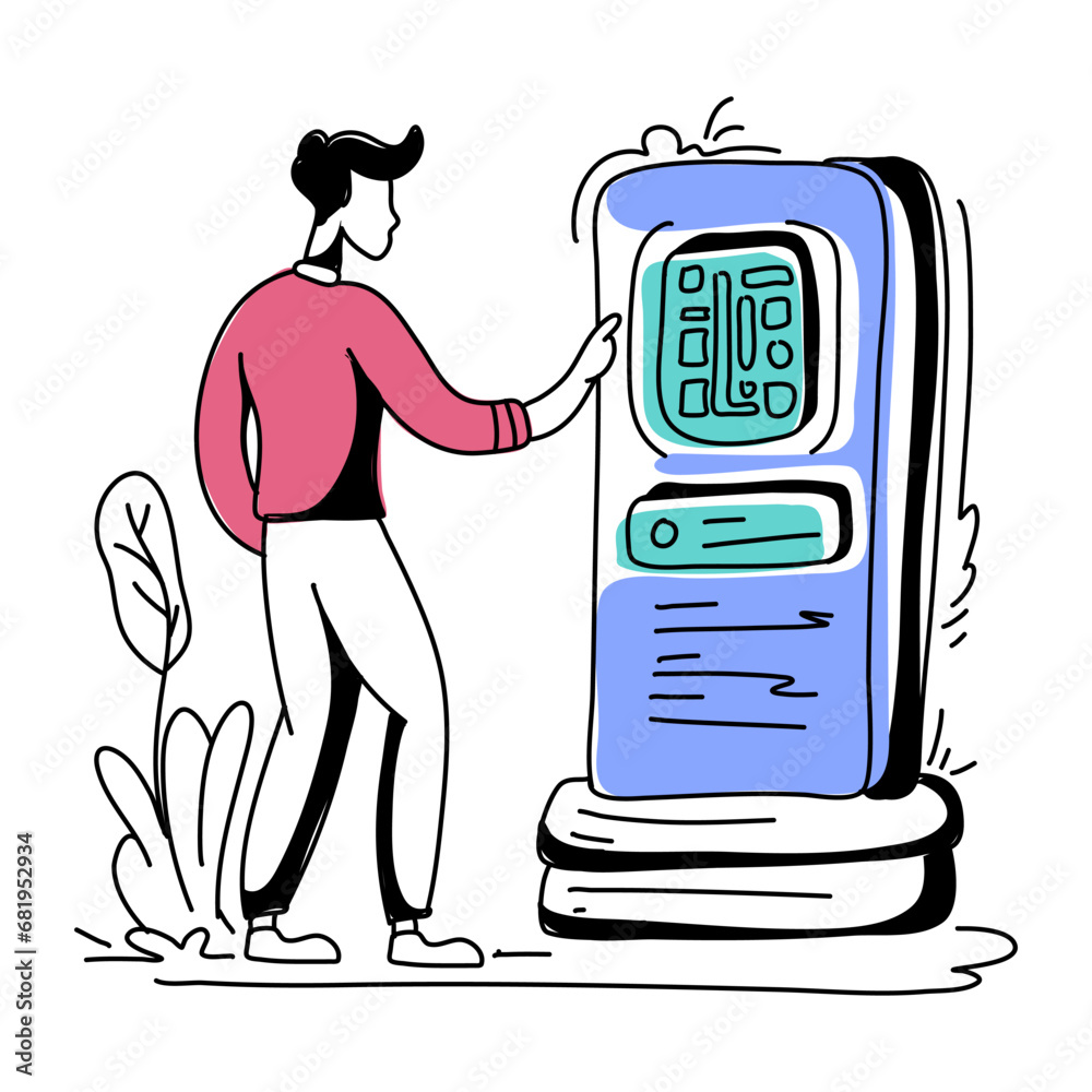 Customers using contactless payments flat illustration in this graphic ...
