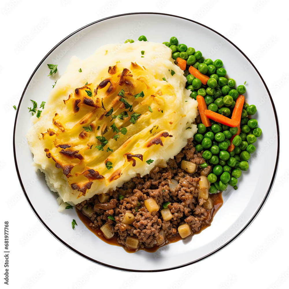 Shepherd's Pie from a Top View Isolated on Transparent or White ...