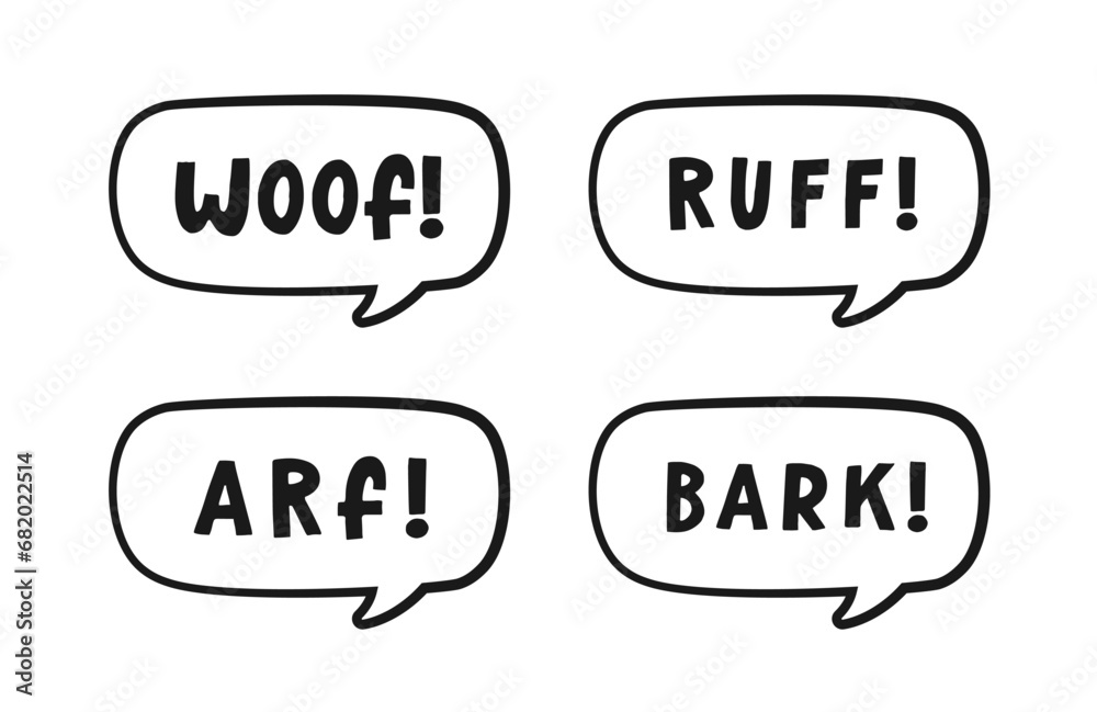 Dog bark animal sound effect text in a speech bubble sound balloon ...