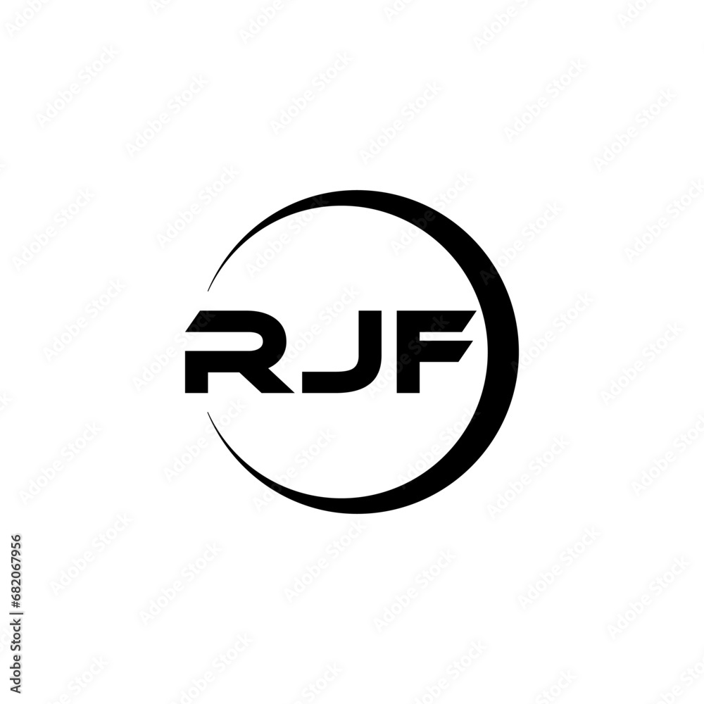 RJF letter logo design with white background in illustrator, cube logo ...