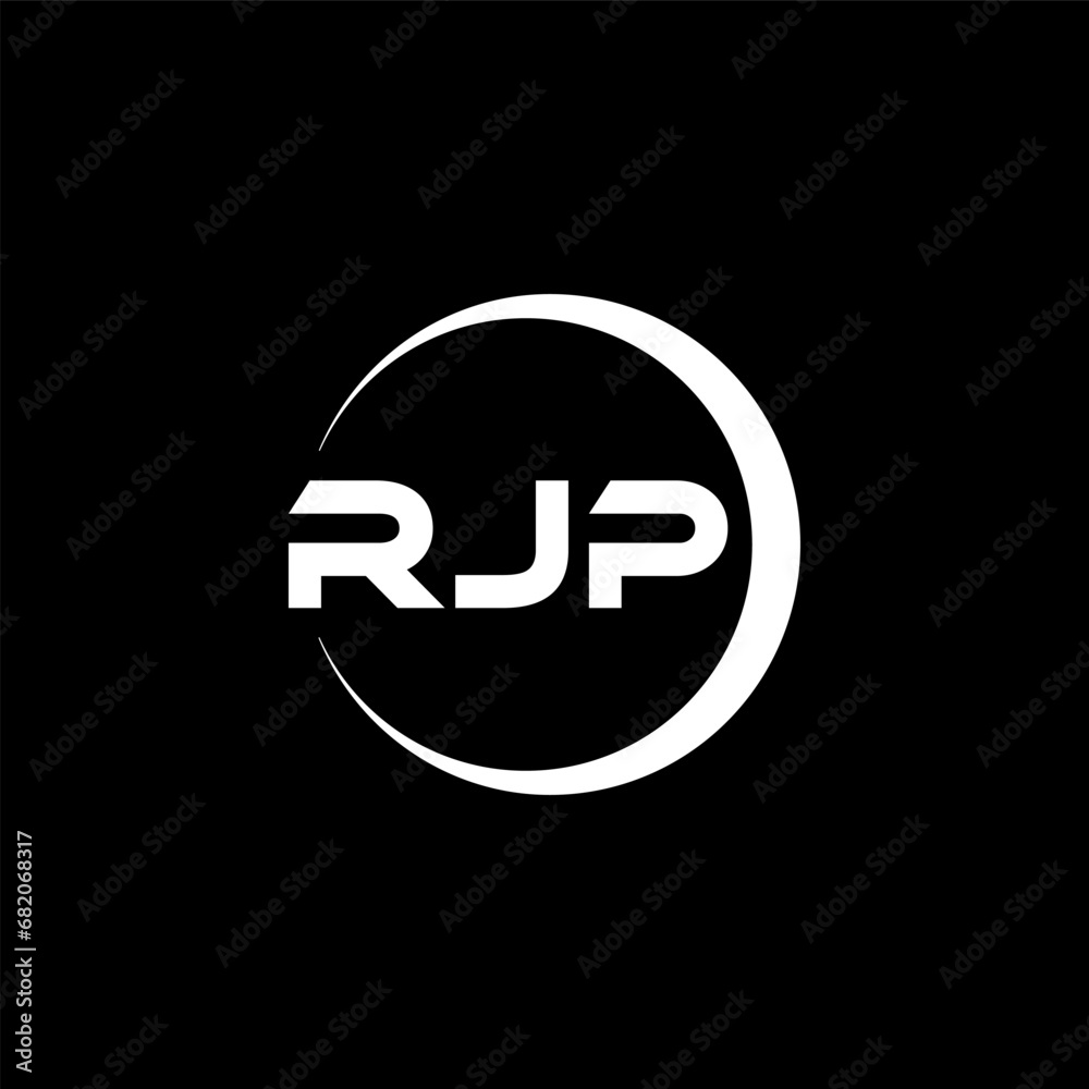RJP letter logo design with black background in illustrator, cube logo ...