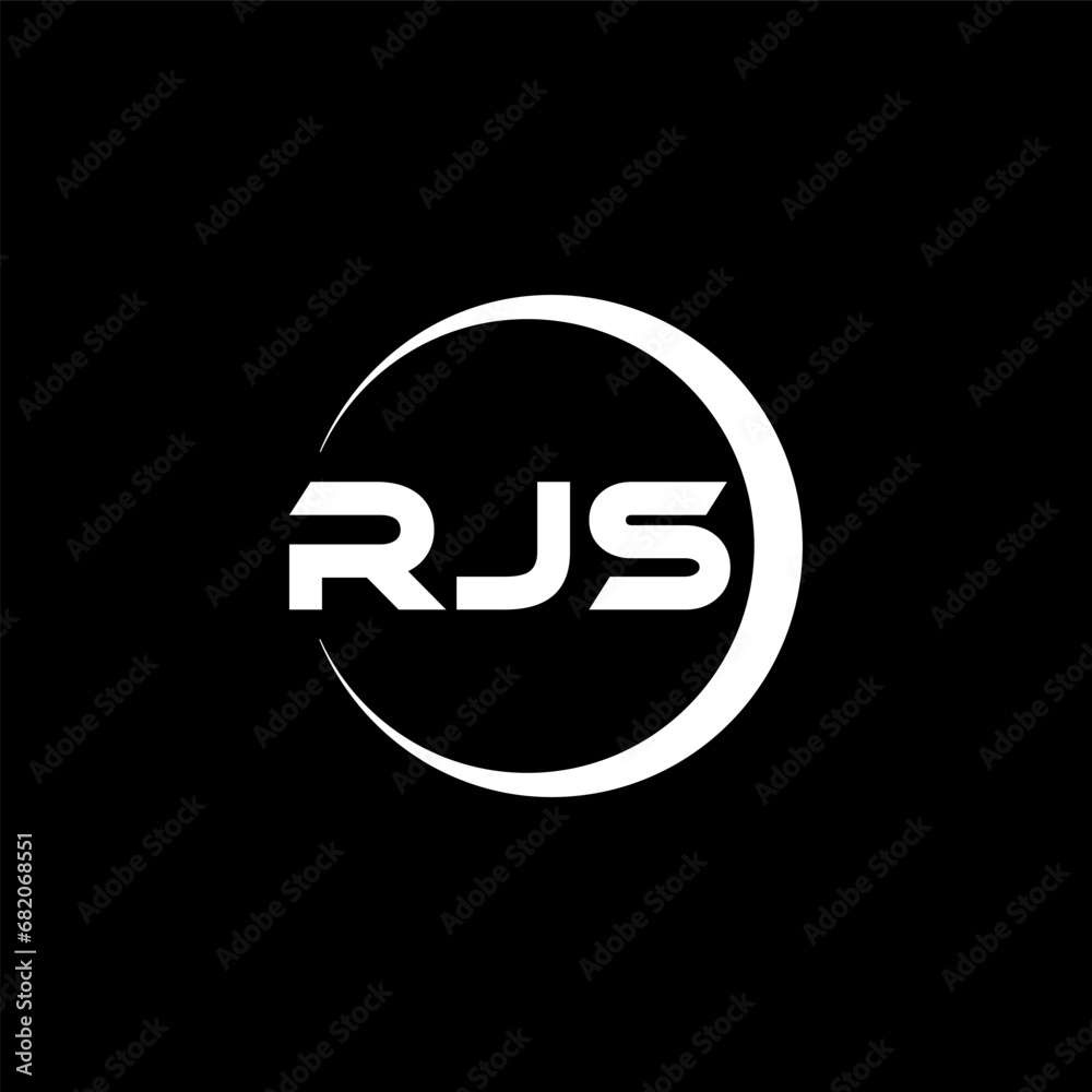 RJS letter logo design with black background in illustrator, cube logo ...