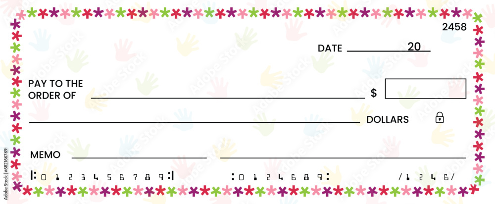 blank cheque Templates for Kids, chequebooks for kids, colorful border ...