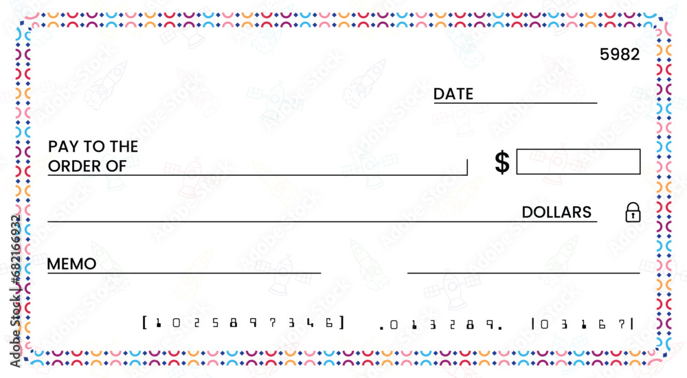 blank cheque Templates for Kids, chequebooks for kids, colorful border ...