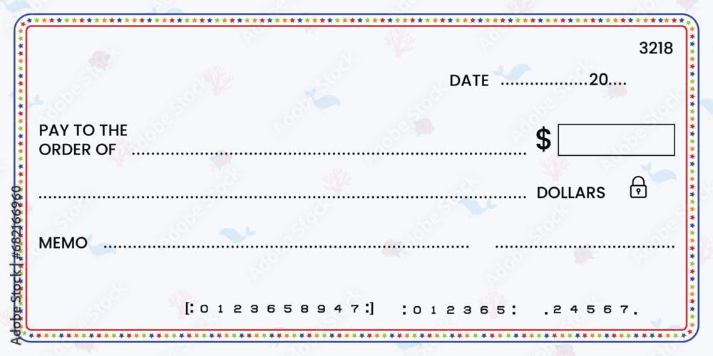 blank cheque Templates for Kids, chequebooks for kids, colorful border ...