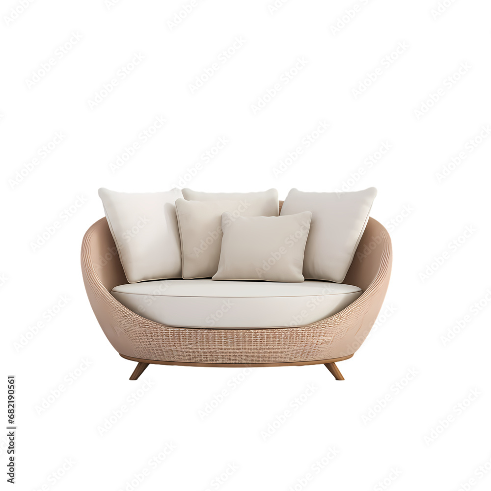 Swivel lounge chair with cushion on transparent background, white ...