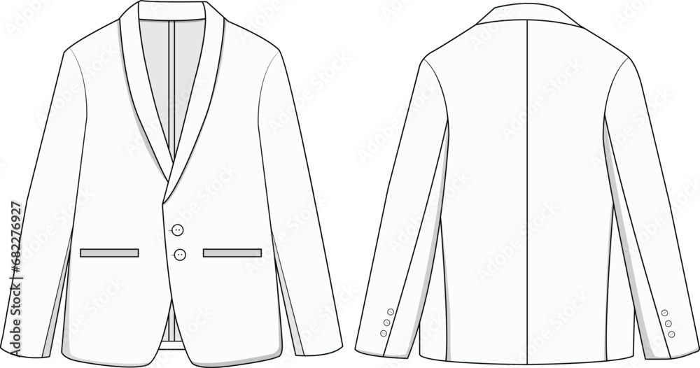 blazer Vector line art outline breasted blazer collection for size ...
