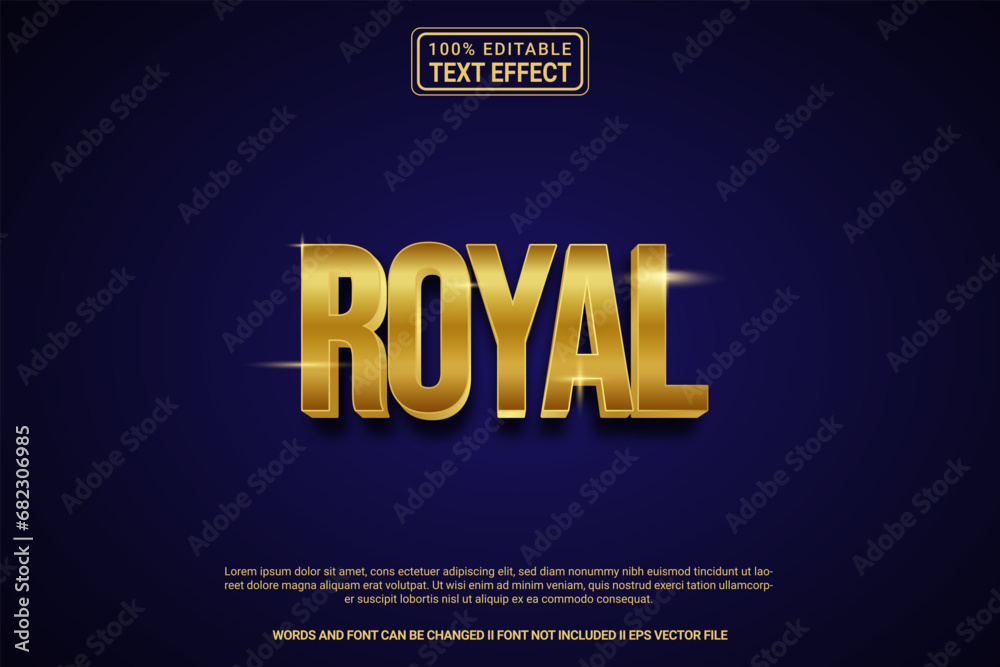 Editable text effect Royal 3d cartoon template style modren premium vector Stock Vector | Adobe ...